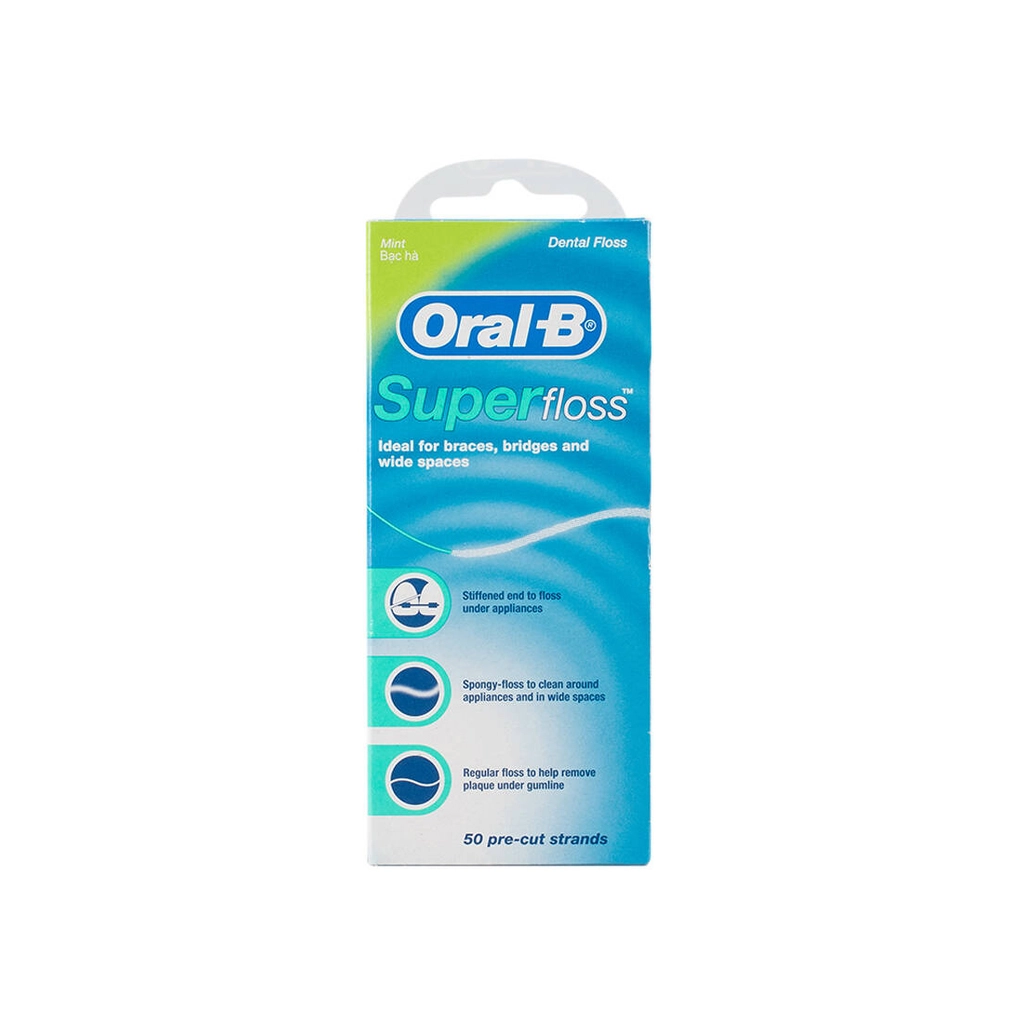 Oral-B Superfloss Pre-Cut Strands Dental Floss Mint 50PCS.