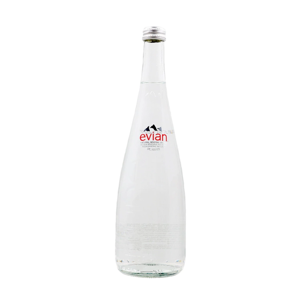 Evian Natural Mineral Water Glass 750ML.