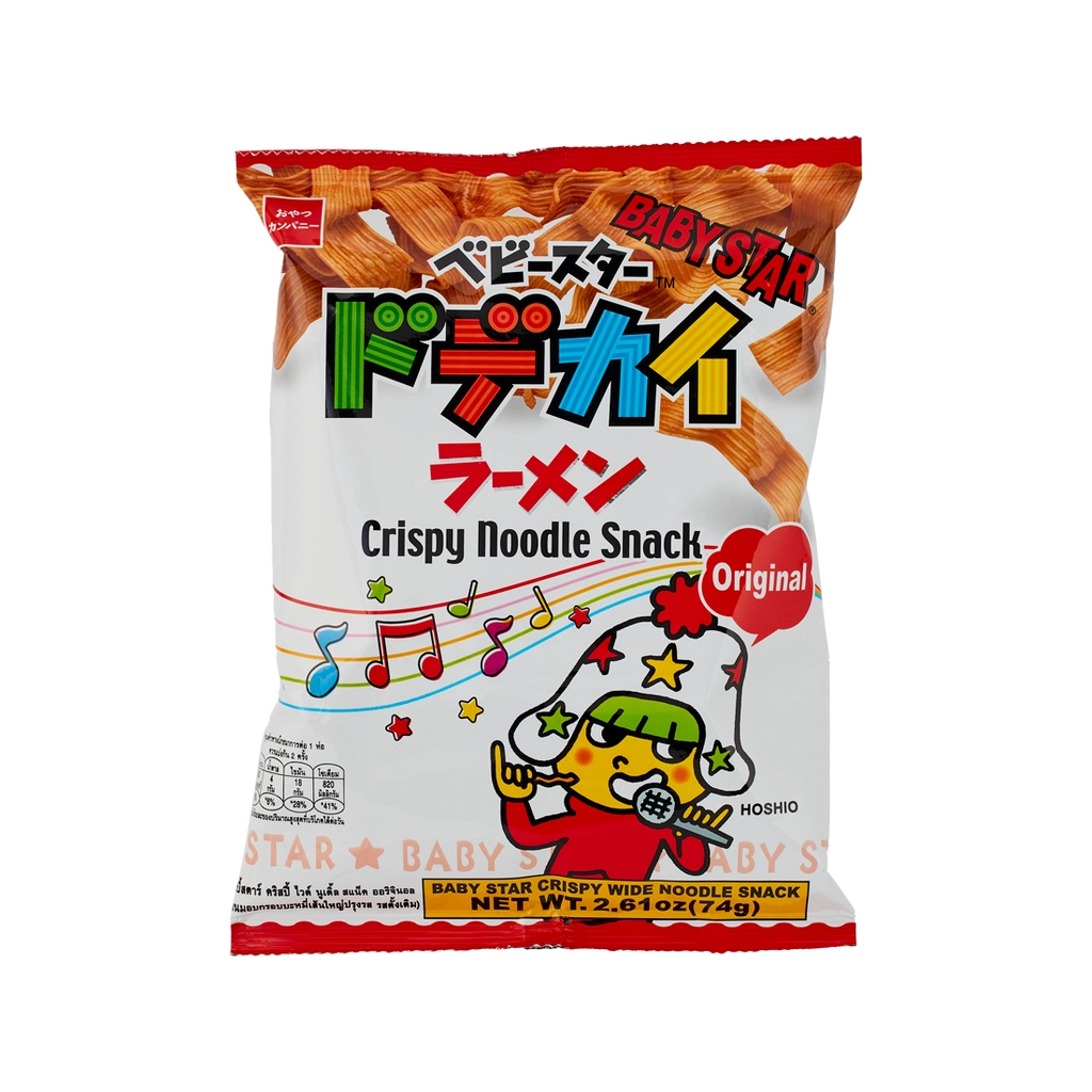 Baby Star Crispy Wide Noodle Snack Original 74G.