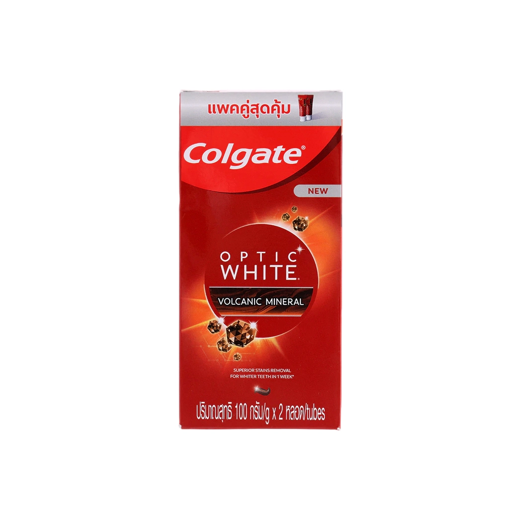 Colgate Optic White Volcanic Mineral Toothpaste 100G. Pack 2