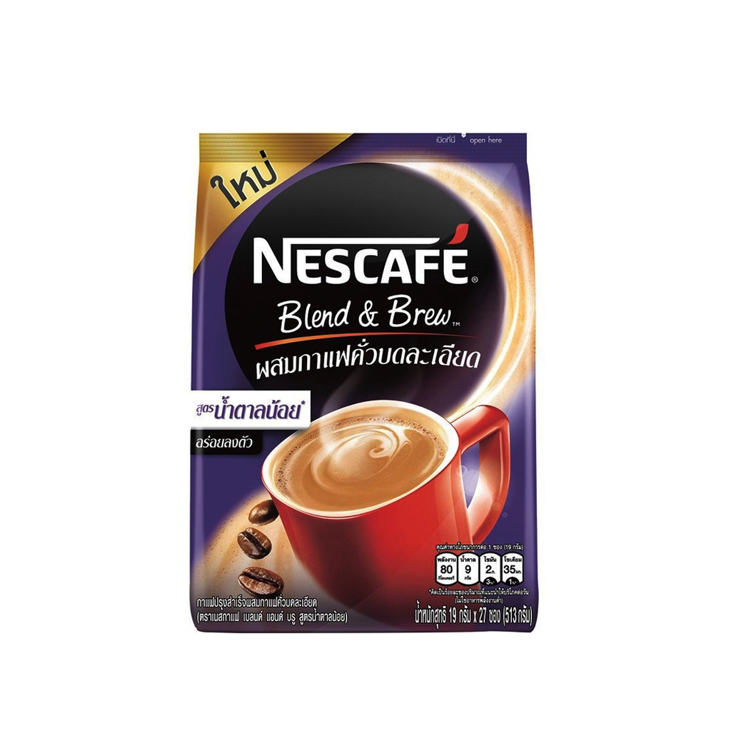 Nescafe Blend&Brew Instant Coffee Mix Less Sugar 19G. Pack 27 sachets