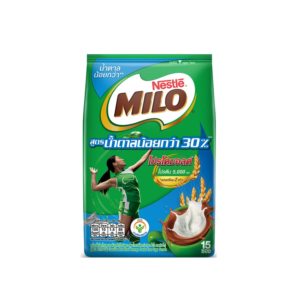Milo Chocolate Malt Active Go 3In1 Less Sugar 375G. Pack 15