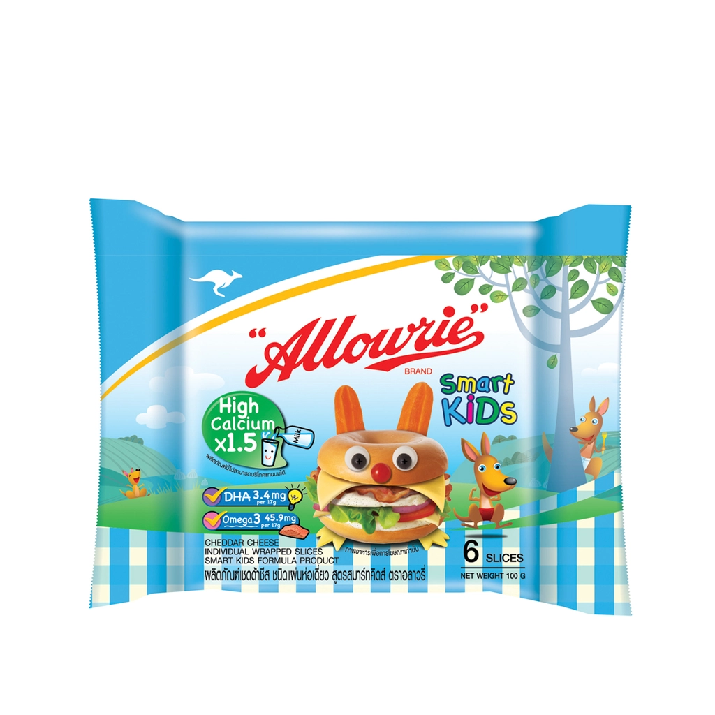 Allowrie Smart Kids Cheddar Cheese Slices 100G.