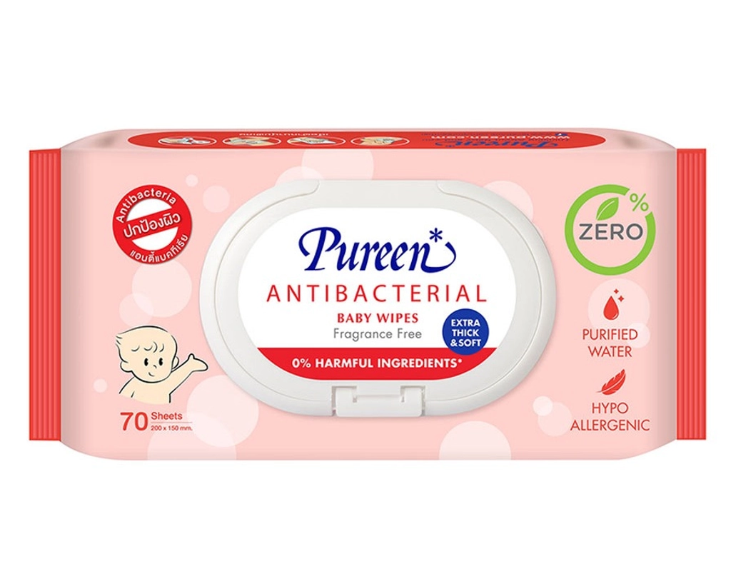 Pureen Baby Wipes Antibacterial 70sheets