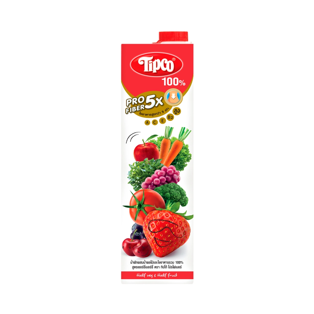 Tipco Profiber Mixed Vegetable and Fruit Juice Cherry Berry Formula 1000ML.