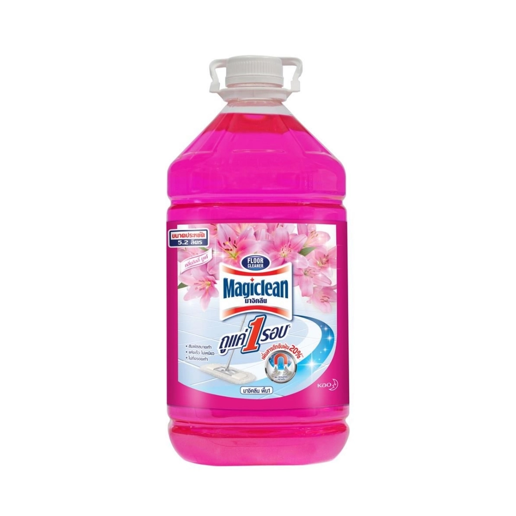 มาจิคลีน ผลิตภัณฑ์ทำความสะอาดพื้นกลิ่นลิลลี่บูเก้สีชมพู 5200มล.