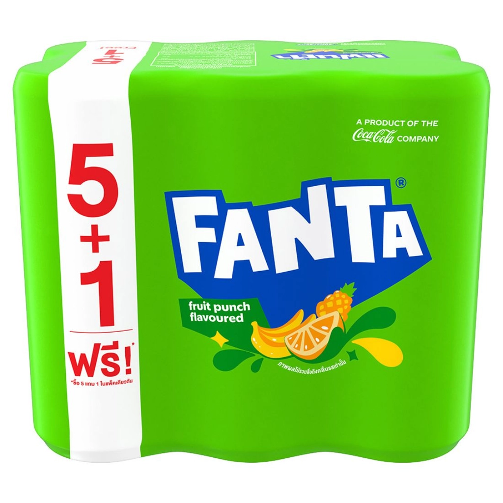 Fanta Soft Drink Fruit Punch (Green) 325ML. Pack 6