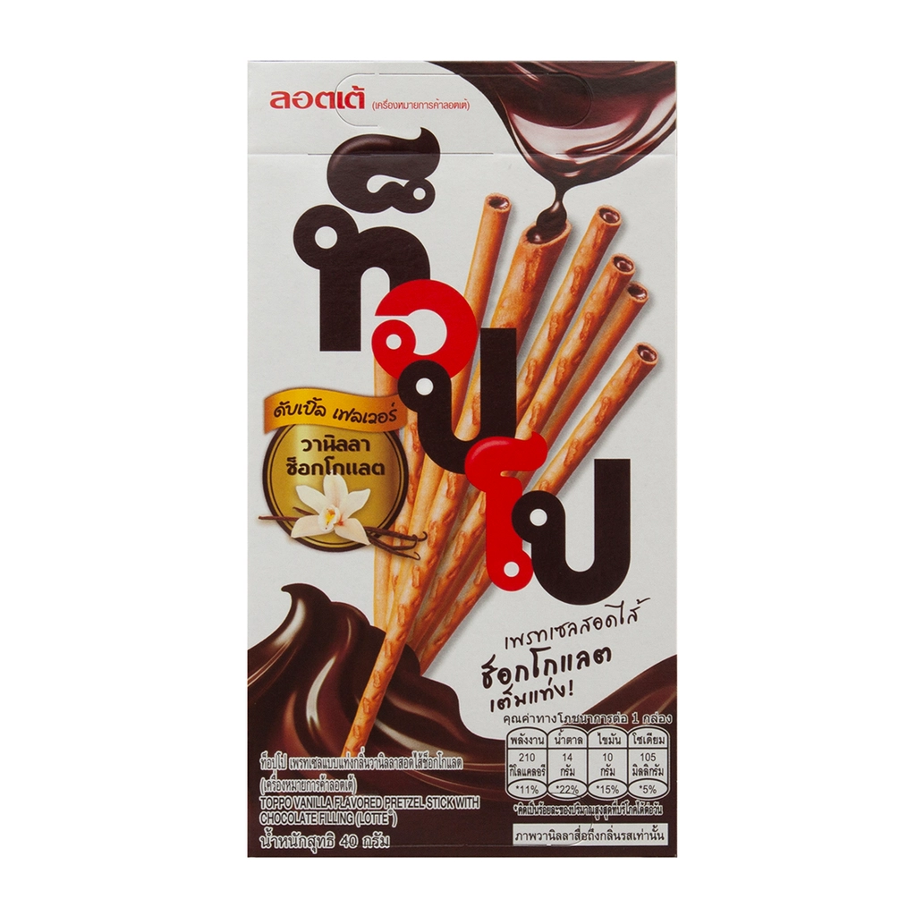 Lotte Toppo Chocolate Filled Biscuits Stick 40G.