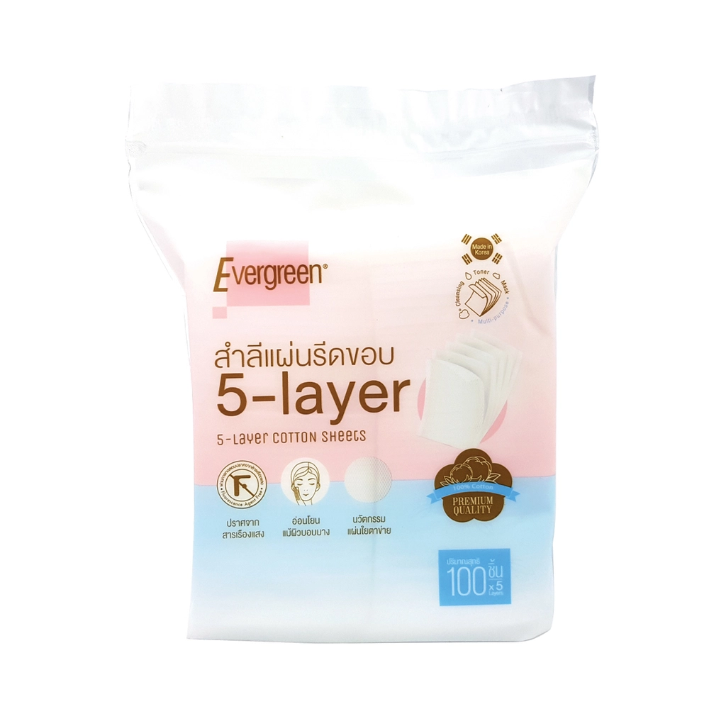 Evergreen Cotton Pad 5 Layers 100Sheets