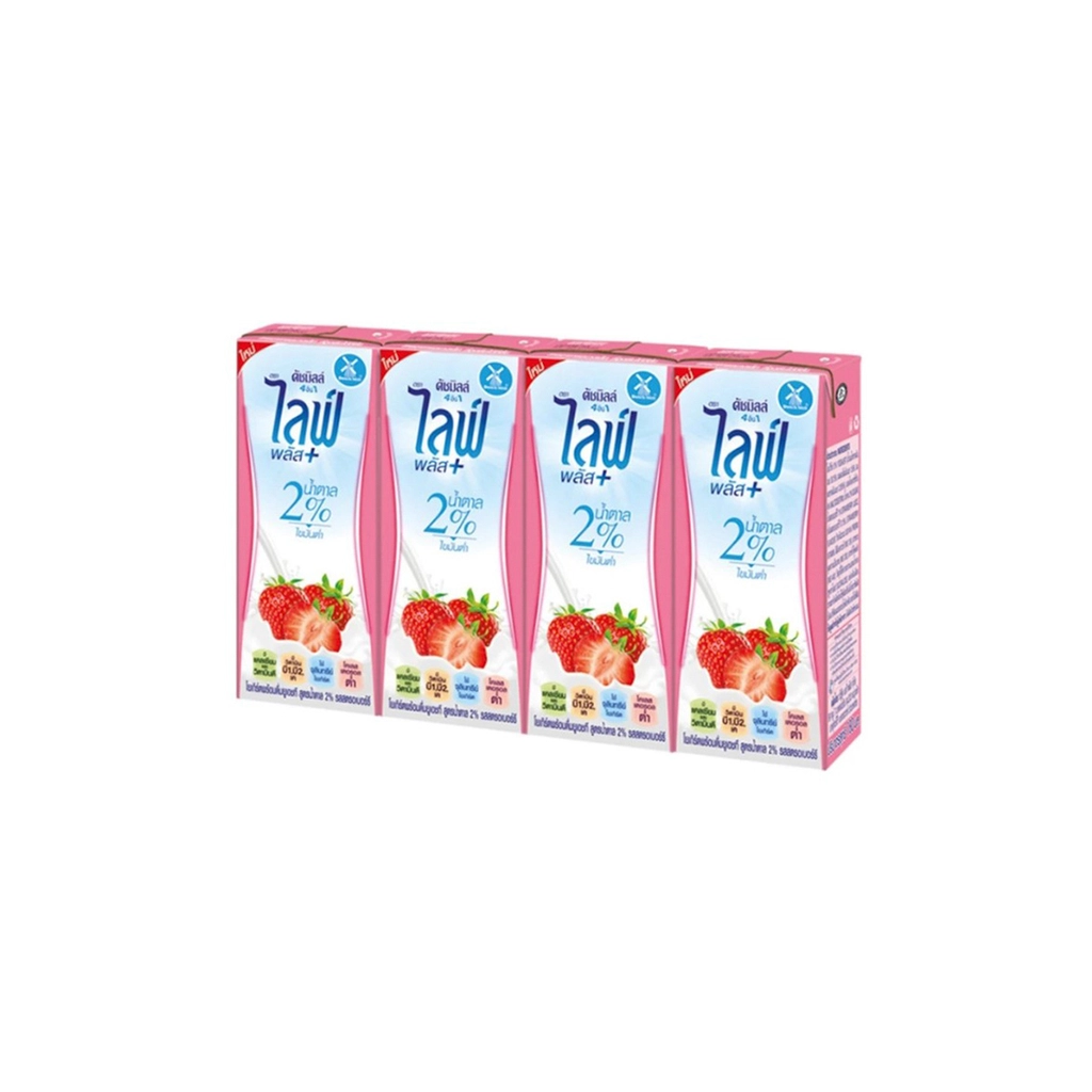Dutch Mill Life Plus Drinking Yoghurt UHT Strawberry 180ML. Pack 4