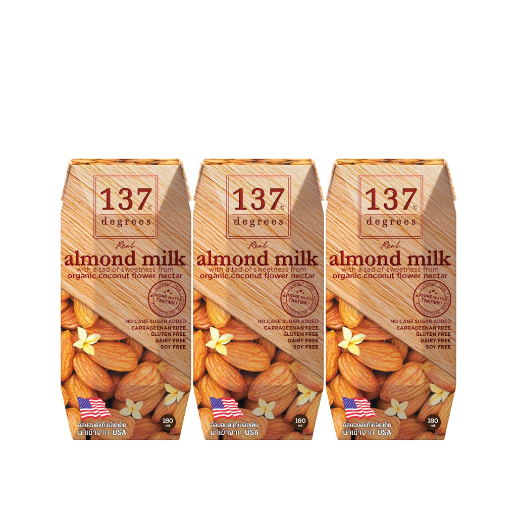 137 Degrees Almond Milk Original 180ML. Pack 3