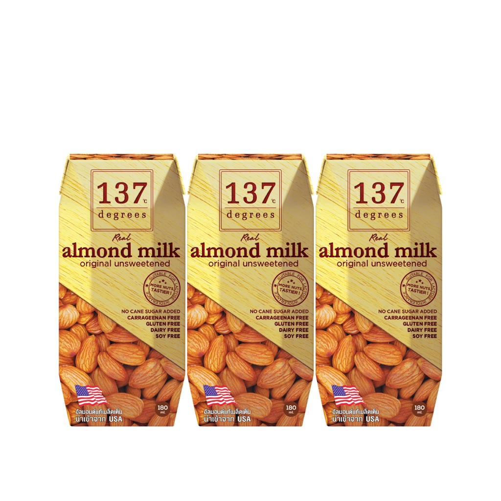 137 Degrees Almond Milk Unsweetened 180ML. Pack 3