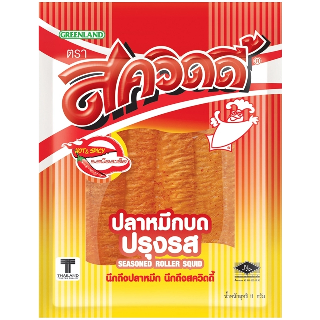 Squidy Seasoned Roller Squid Hot&Spicy 11G.