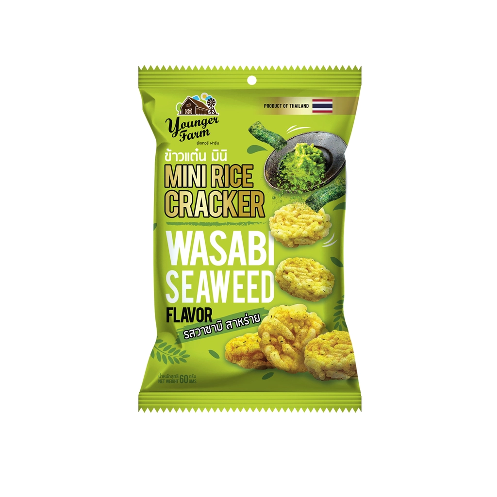 Younger Farm Mini Rice Cracker Wasabi Seawwed Flavor 60G.