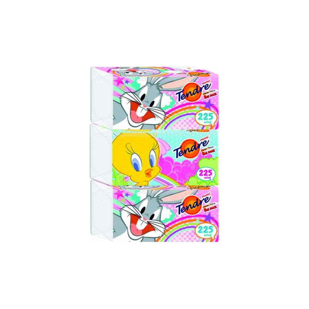 Tendre Facial Tissue Soft Box 225sheets Pack 3