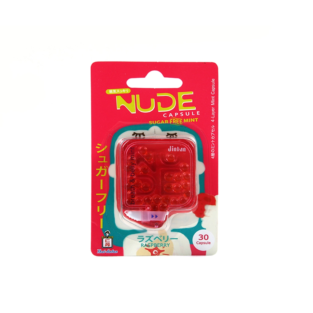 Jintan Nude Sugar-Free Breath and Belly Mint Raspberry Flavour 1.77G.