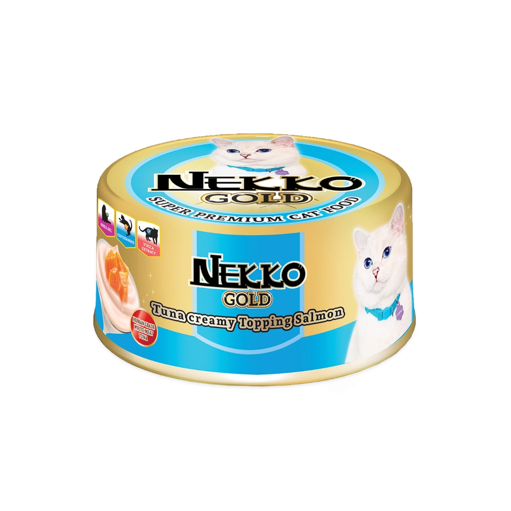 Nekko Gold Tuna Creamy Topping Salmon Cat Food 85G.