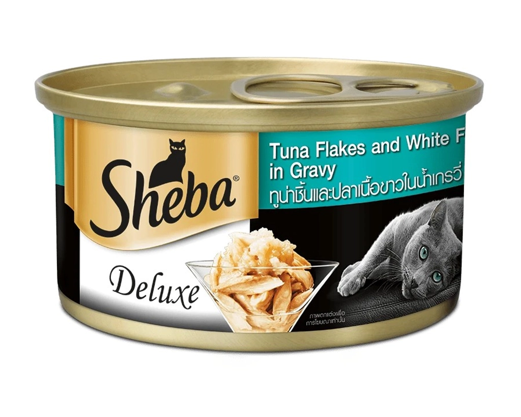 SHEBA DELUXE TUNA&WHITE FISH IN GRAVY85G