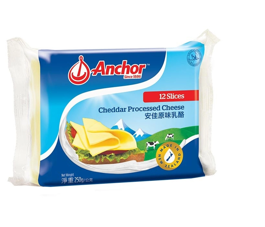 Anchor Processed Cheddar Cheese 12 Slices 250G.